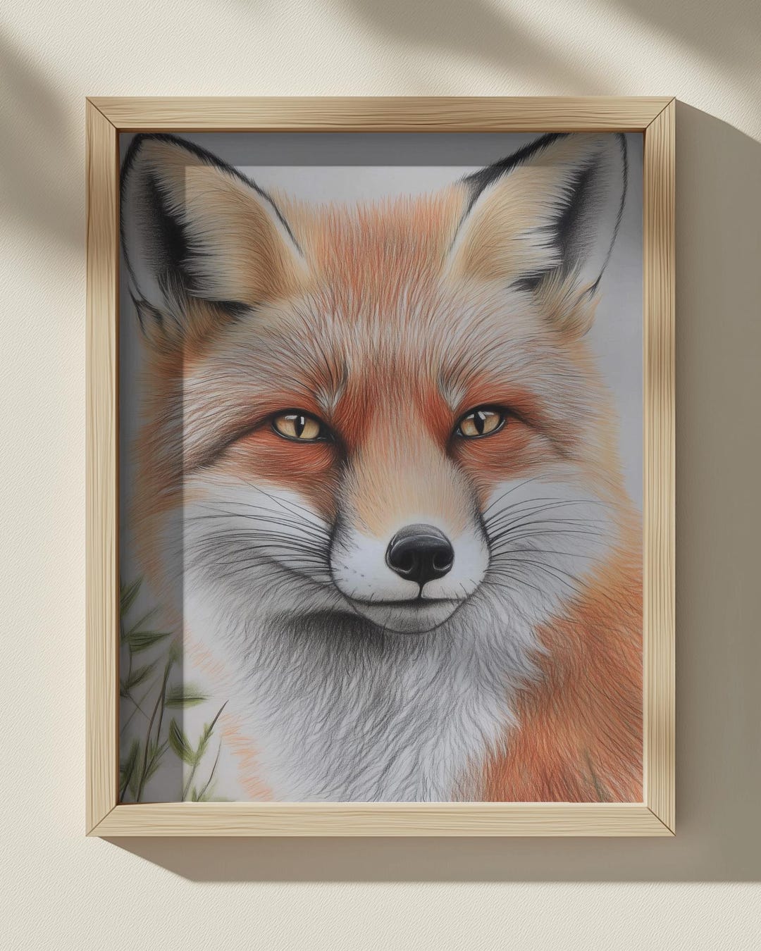 Red Fox Colored Pencil Drawing for Home Decor - Etsy