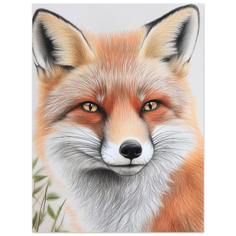 Red Fox Colored Pencil Drawing for Home Decor - Etsy