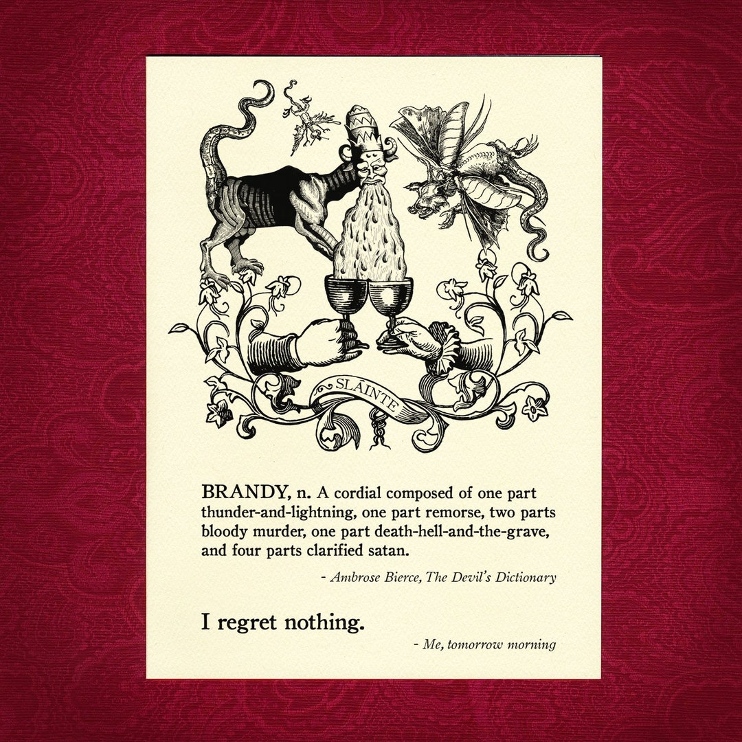 Brandy Greeting Card (blank) - Victorian Illustration Drunk Party ...