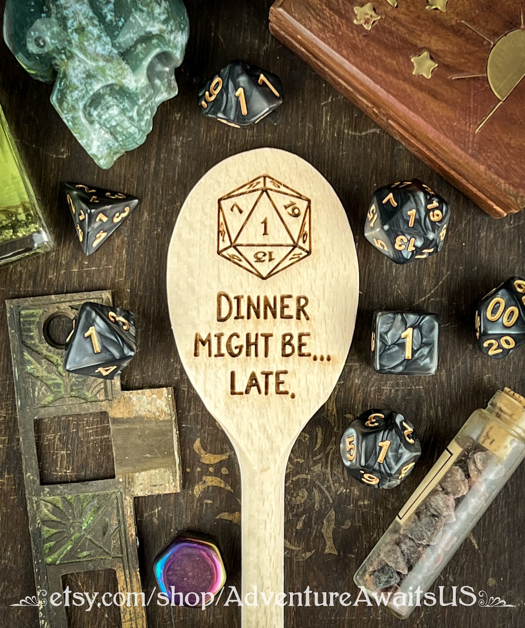 Engraved Beechwood Spoon – Funny Gamer Gift, DND Dice Design - Etsy