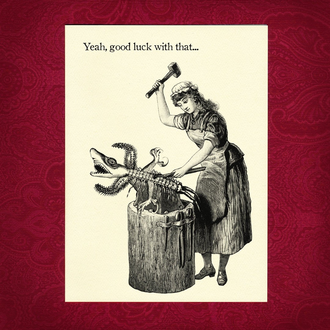 Good Luck Greeting Card Victorian Illustration Smash - Etsy