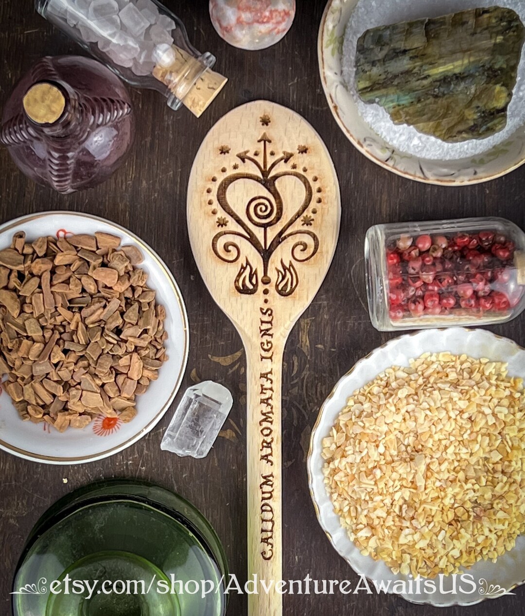 Wooden Spoon - Sigil for Heat Fire Spice Laser Cut Engraved Wood Wicca ...