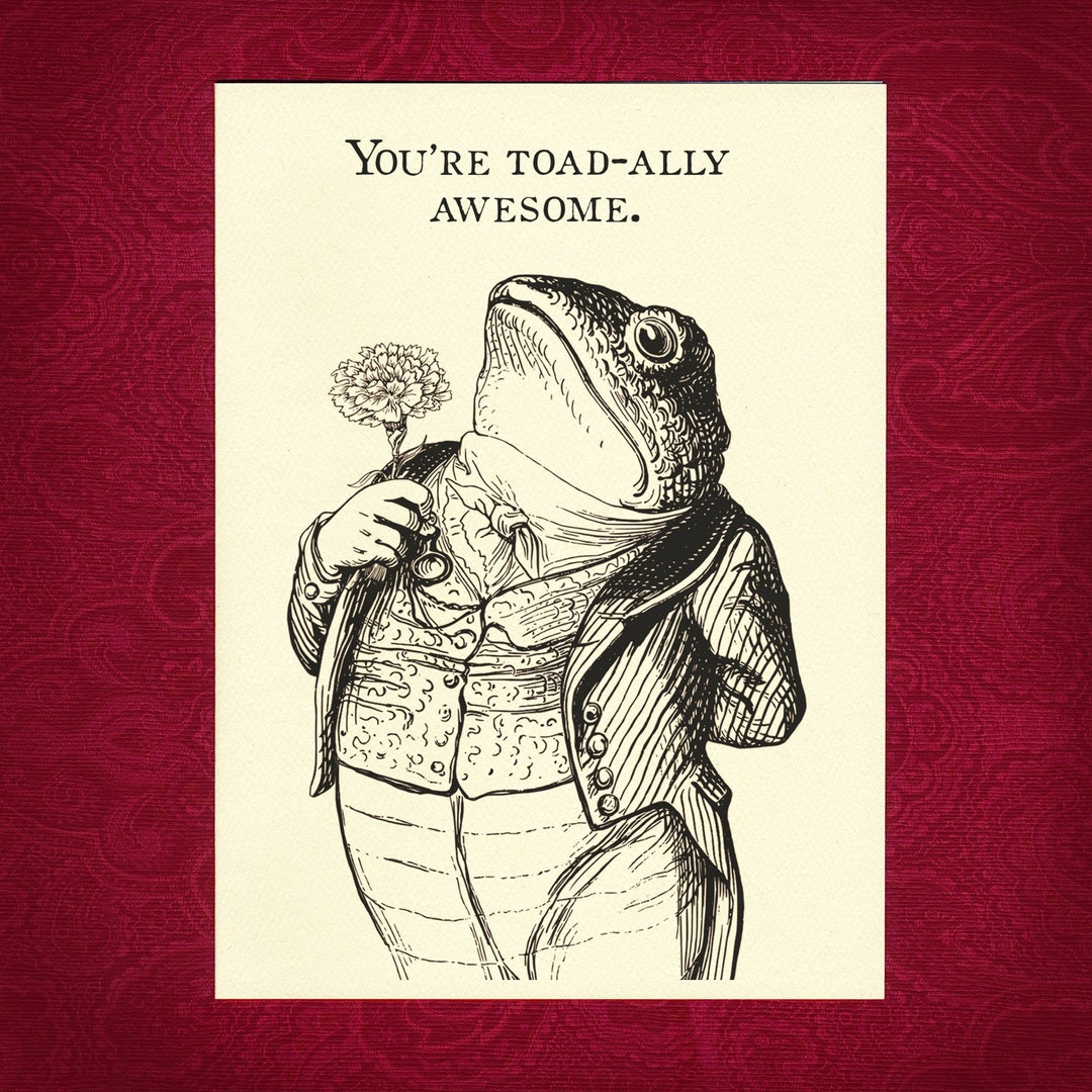 Toadally Awesome - Valentine Greeting Card Victorian Illustration ...
