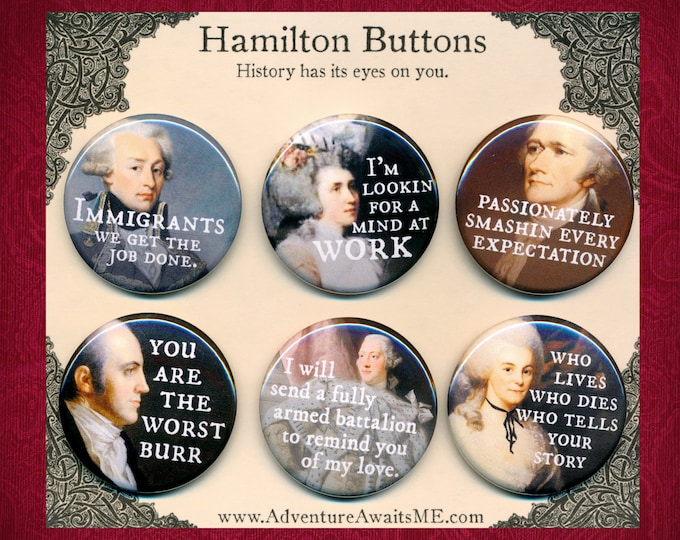 Hamilton Pinback Button Set Pins Badges Broadway Show Musical ...