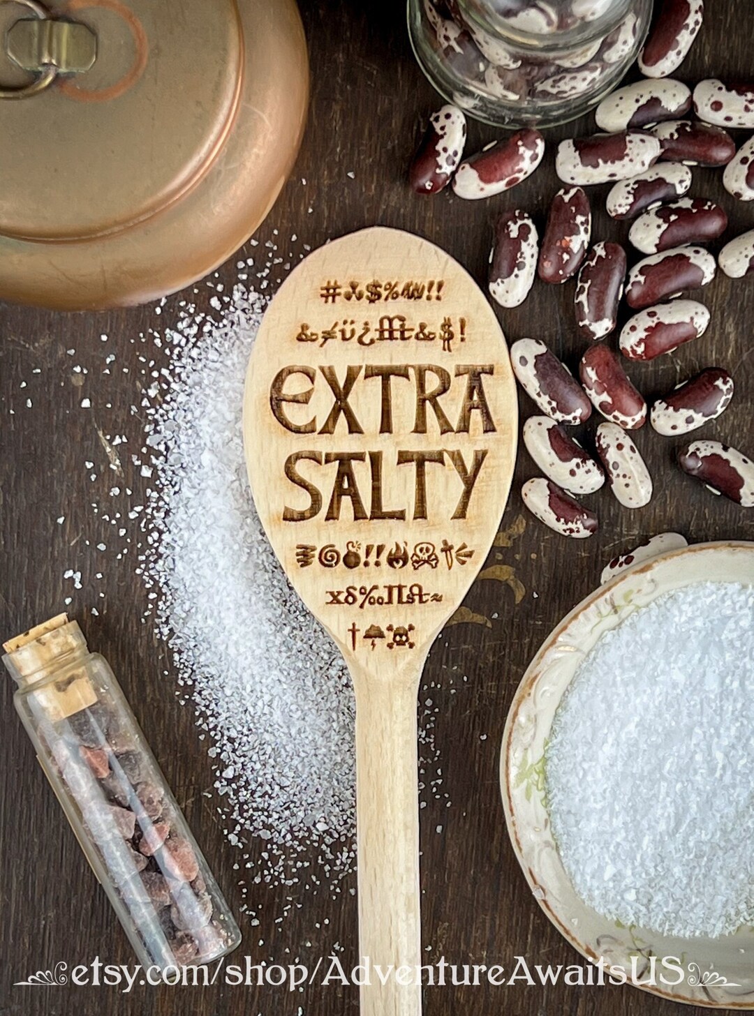 Wooden Spoon Extra Salty Laser Cut Engraved Funny Silly Humor Snarky ...