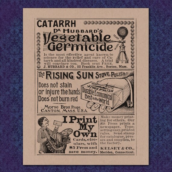 3 Ads in One Victorian Advertisement 1800's Print - Etsy Canada