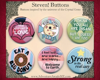 Steven Universe Pinback Button Set Pins Badges Quotes Greg | Etsy