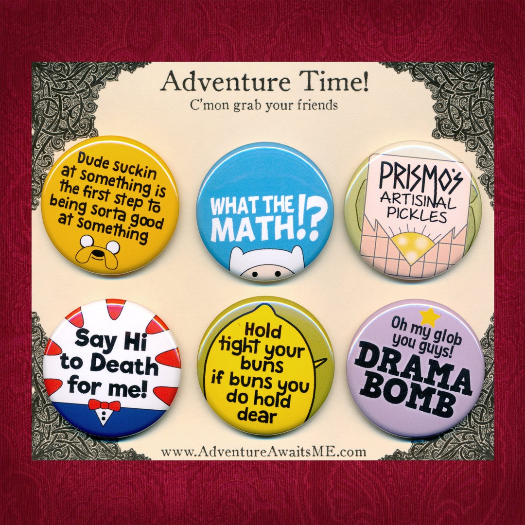 Adventure Time Pinback Button Set - Pins Badges Finn Jake Prismo Lumpy ...