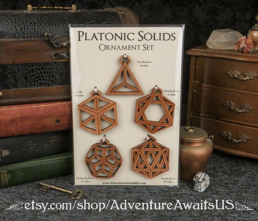Platonic Solids Ornament Set Wood Laser Cut Maine Holiday Gift Present ...