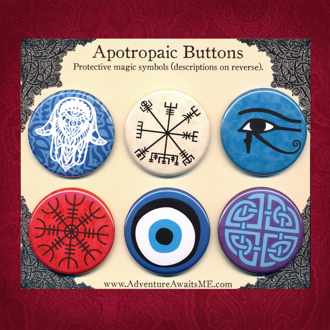Apotropaic Pinback Button Set - Pins Badges Protective Protection Hamsa ...