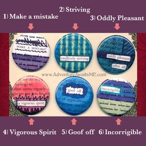 Mistake Found Word Pinback Button Set - Book Pages Recycled Pins Badge ...