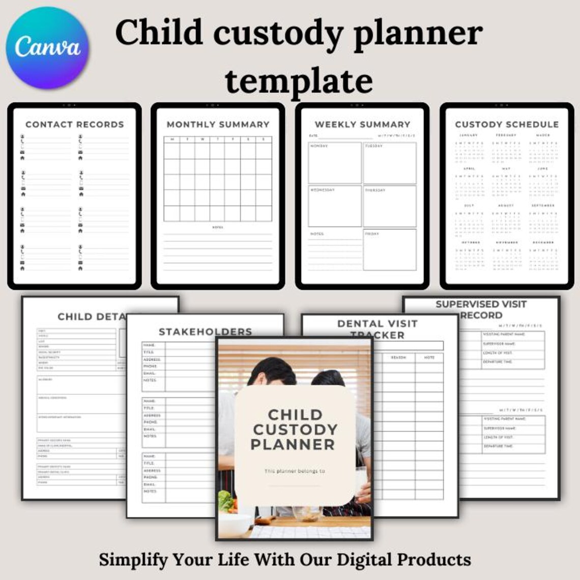 Child Custody Planner: Schedule Template, Communication Log (instant ...