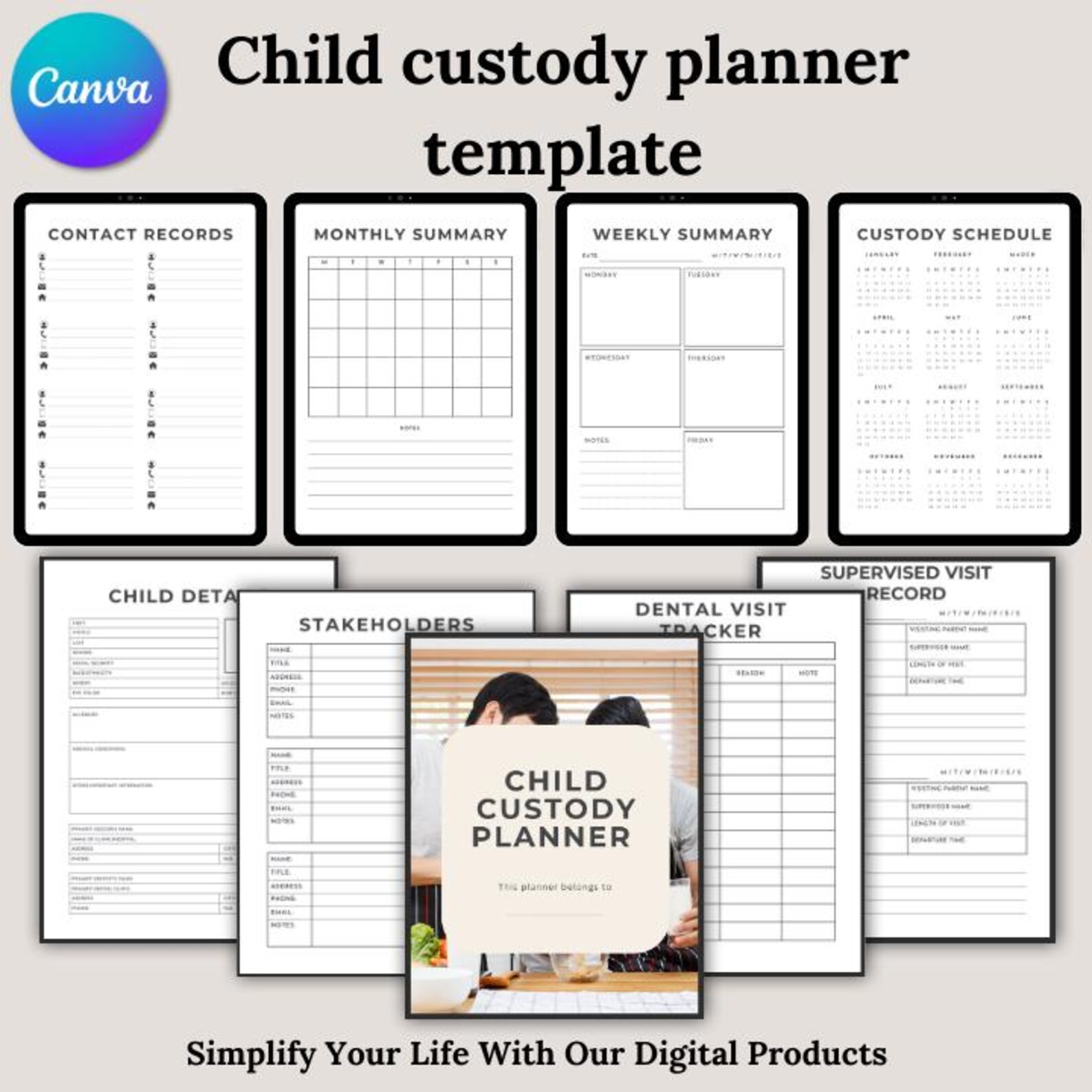 Child Custody Planner: Schedule Template, Communication Log (instant ...