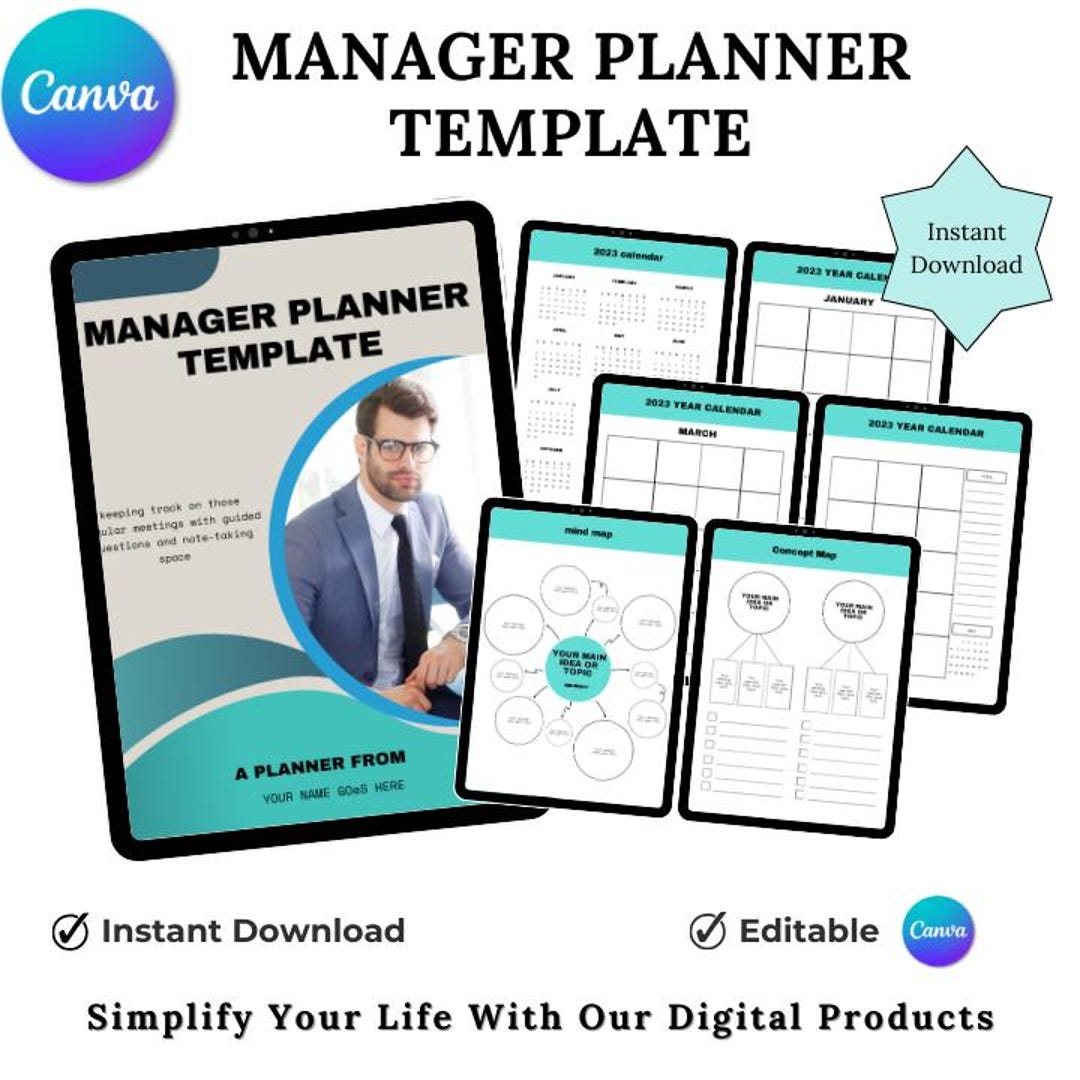 Project Manager Planner Template: Weekly Schedule & Meeting Agenda ...