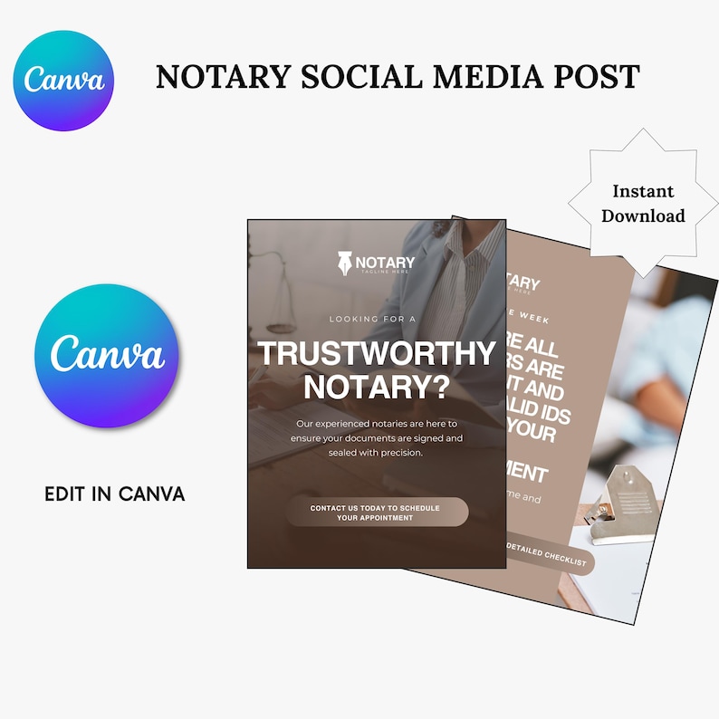 Notary Social Media Templates: Marketing Kit for Notary Public (digital ...