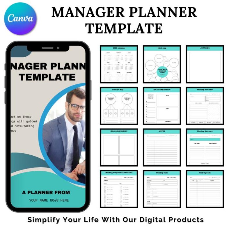 Project Manager Planner Template: Weekly Schedule & Meeting Agenda ...