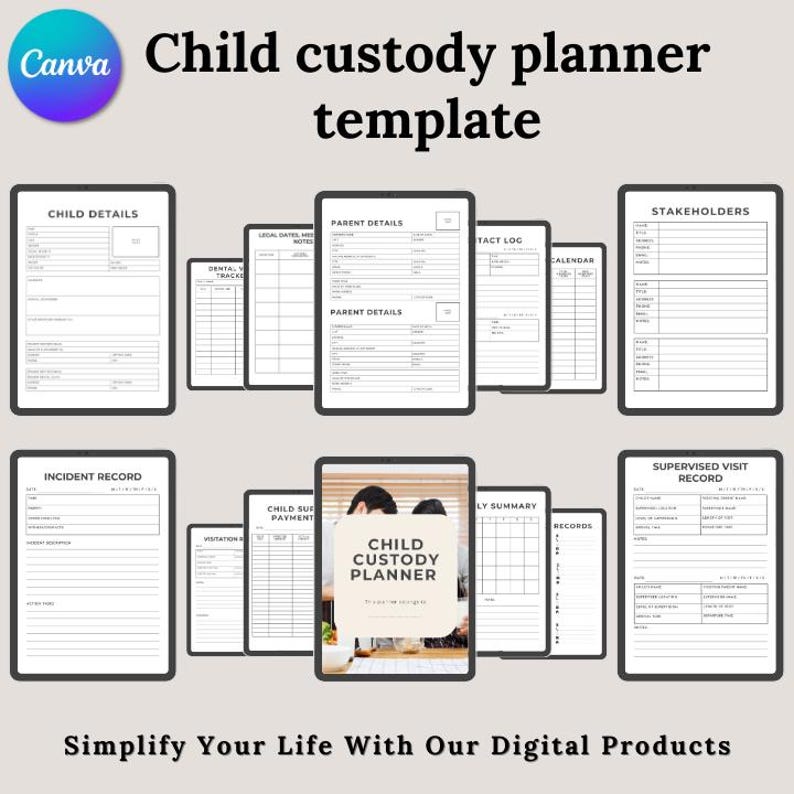 Child Custody Planner: Schedule Template, Communication Log (instant ...
