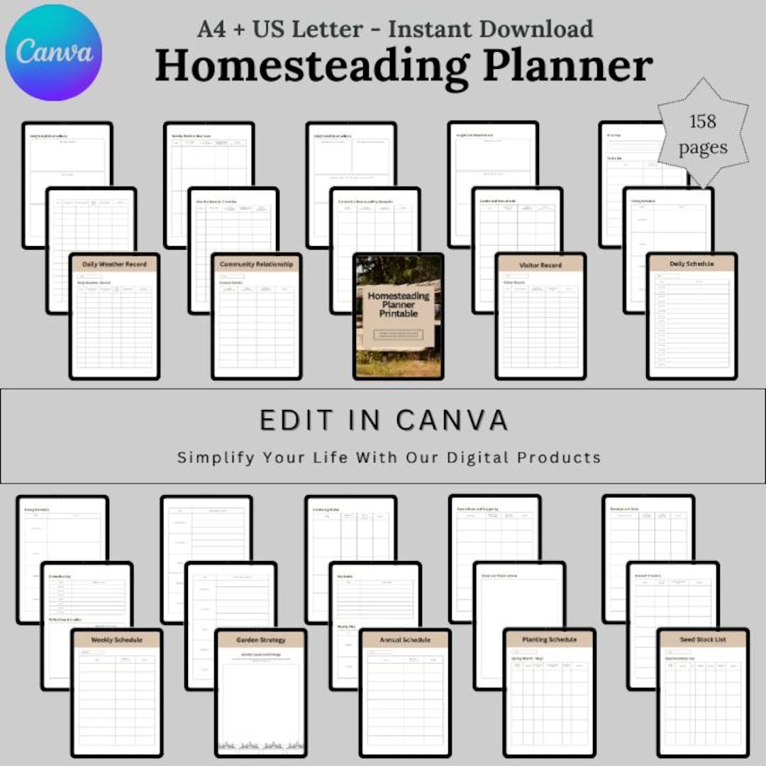 Homesteading Planner Printable: Home Management & Financial Tracker ...