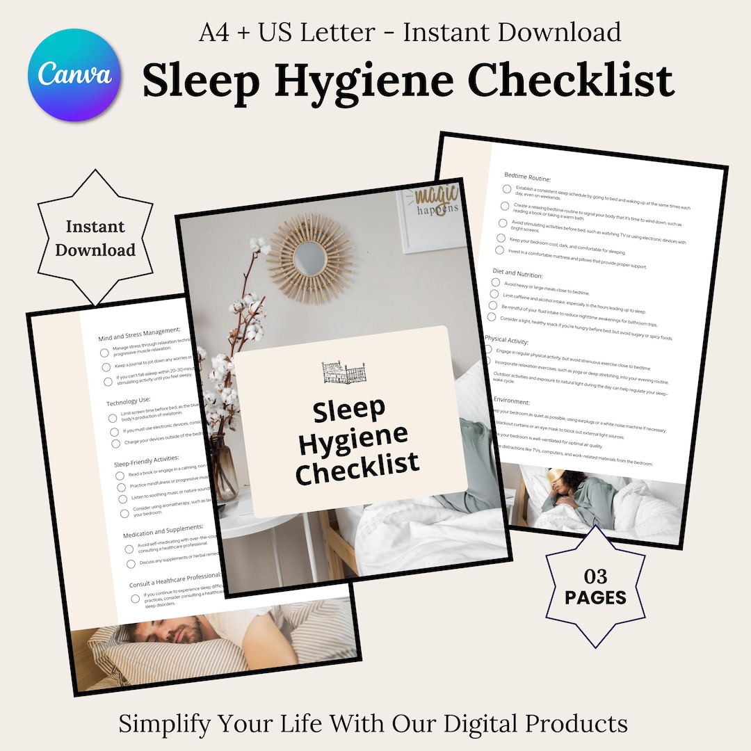 Sleep Hygiene Checklist: Bedtime Routine Planner (PDF Download) - Etsy
