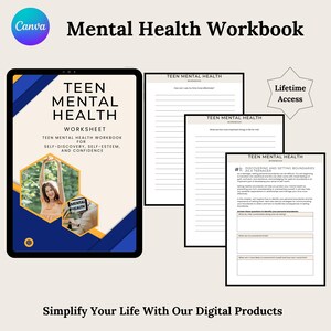 Mental Health Workbook Template, Self Esteem Workbook for Teens, Mental ...