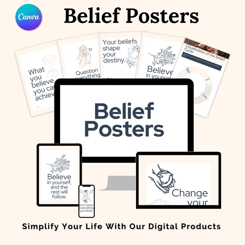 Believe in Yourself Posters, Inspirational Quotes Your Positive Mindset ...