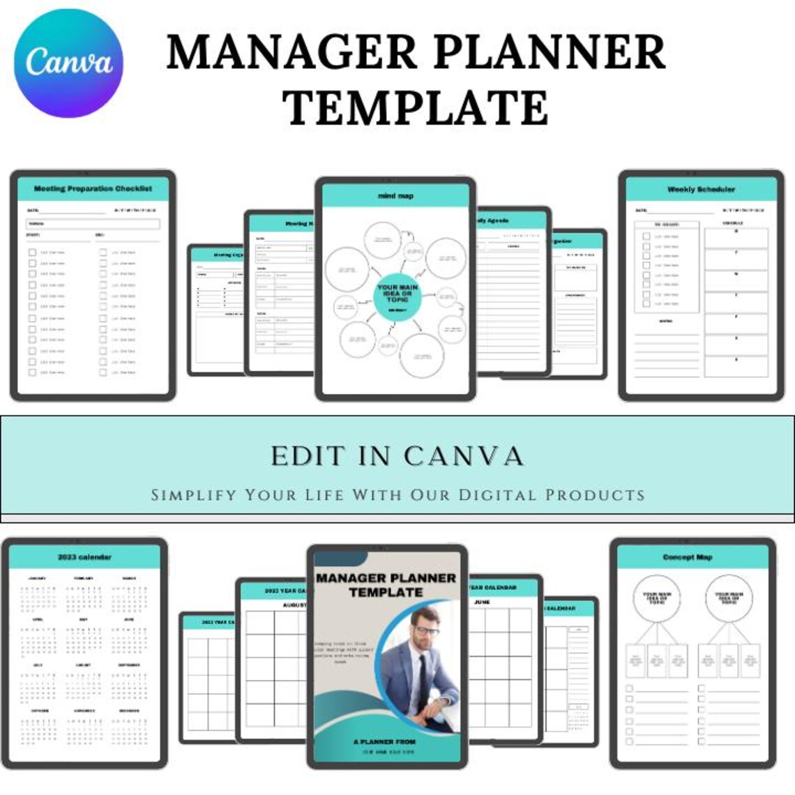 Project Manager Planner Template: Weekly Schedule & Meeting Agenda ...