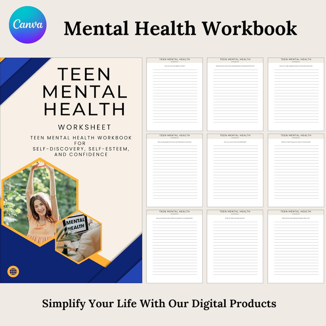Mental Health Workbook Template, Self Esteem Workbook for Teens, Mental ...