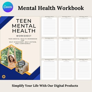 Mental Health Workbook Template, Self Esteem Workbook for Teens, Mental ...