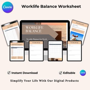 Work Life Balance Worksheet, Time Management Self Care Planner, Work ...