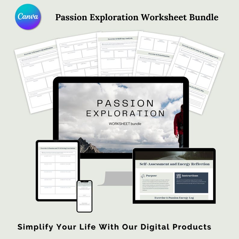Passion Exploration Worksheet Bundle: Self-discovery Goal Setting ...