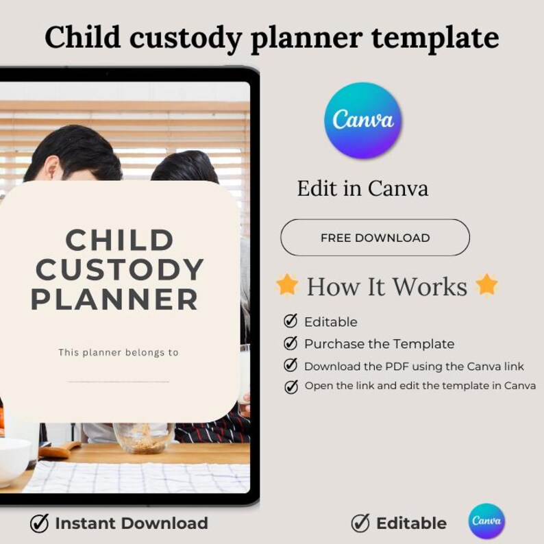 Child Custody Planner: Schedule Template, Communication Log (instant ...