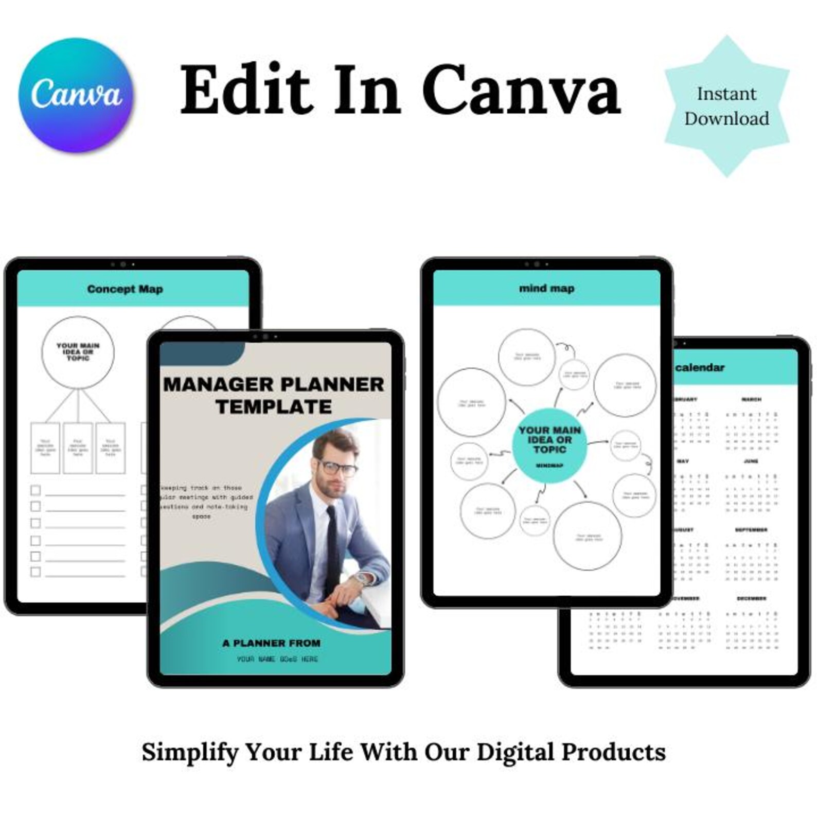 Project Manager Planner Template: Weekly Schedule & Meeting Agenda ...