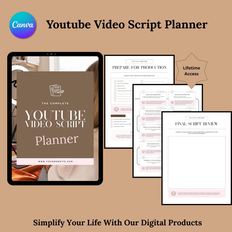 Youtube Video Script Planner: Content Creator Template (digital ...