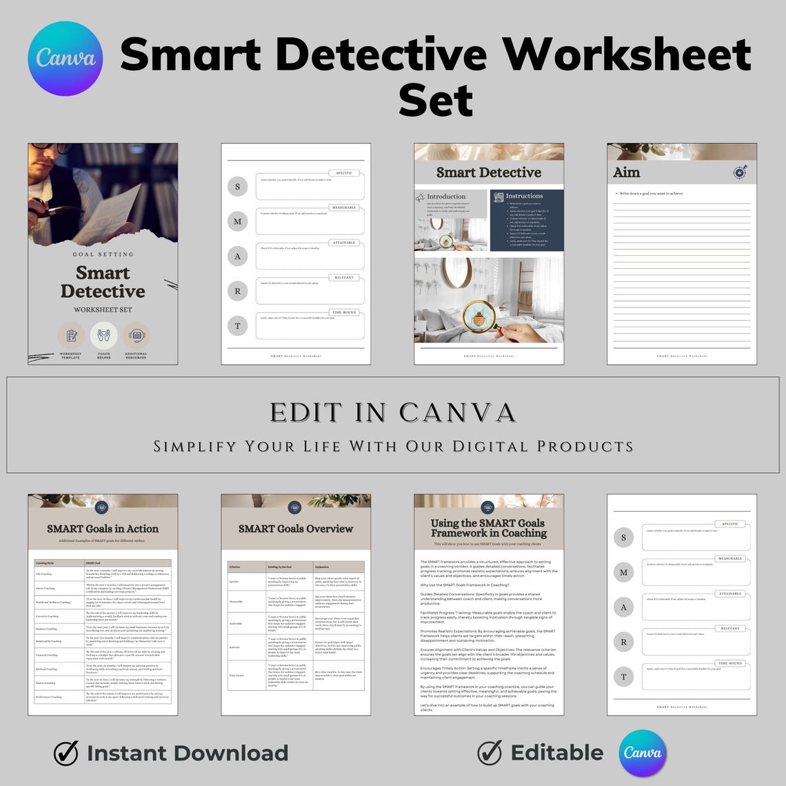 Smart Goal Worksheets, Detective Games for Logic Puzzle, Observation ...