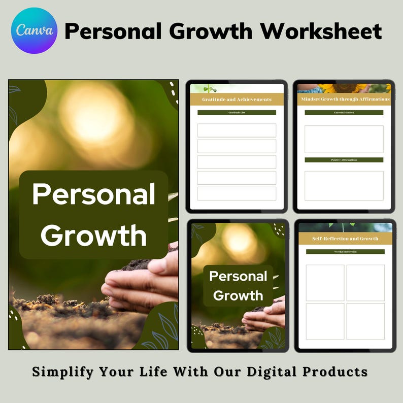 Personal Growth Worksheet, Growth Mindset Worksheet Template, Personal ...