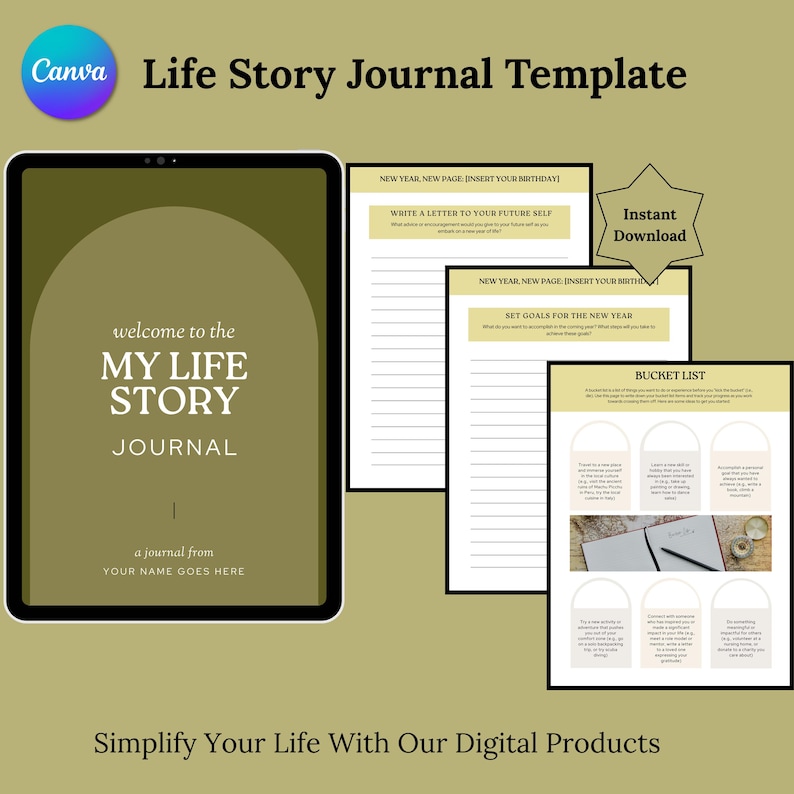 Life Story Journal Template: Guided Memory Book (digital PDF) - Etsy