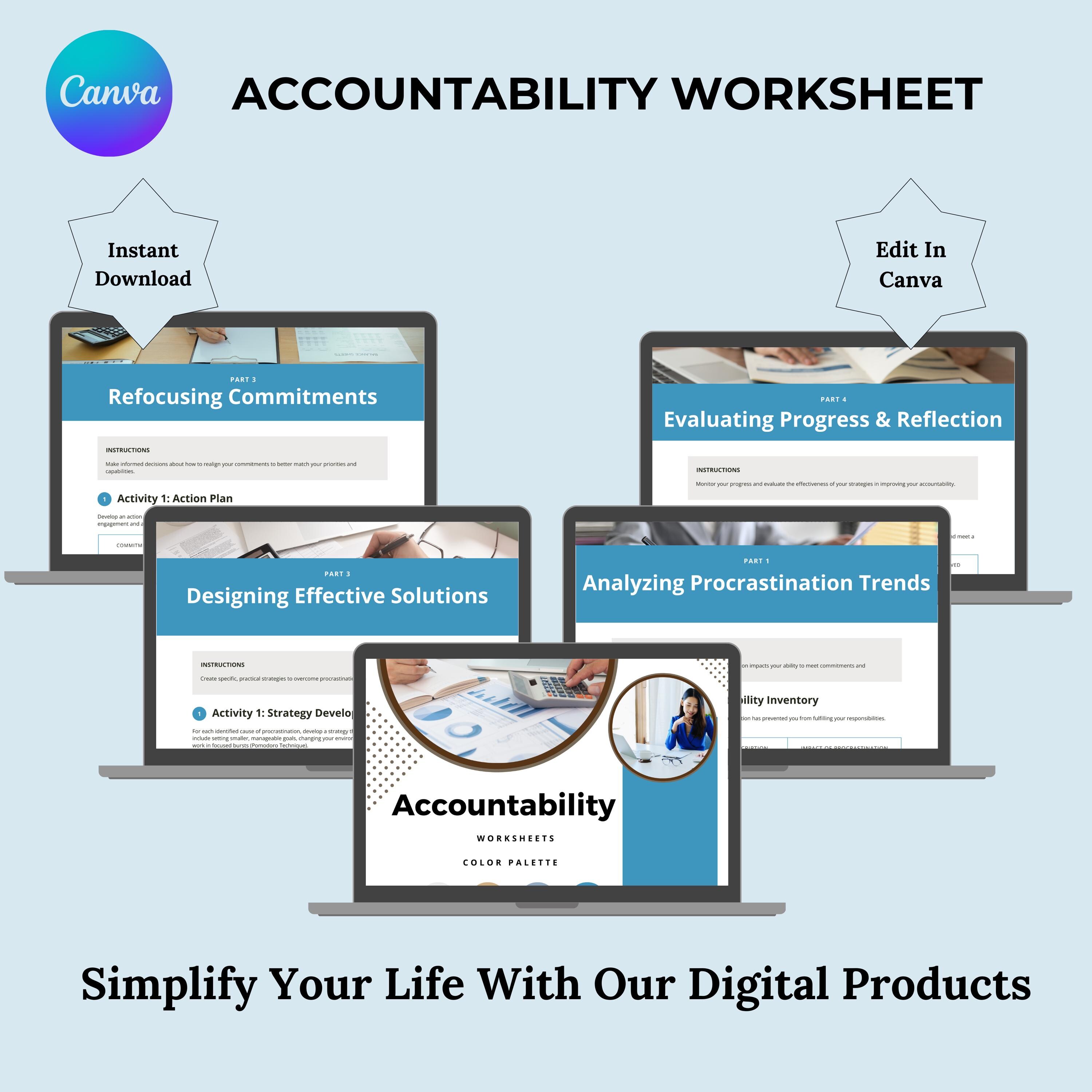 Accountability Sheet, Printable Goal Tracking Productivity Template ...