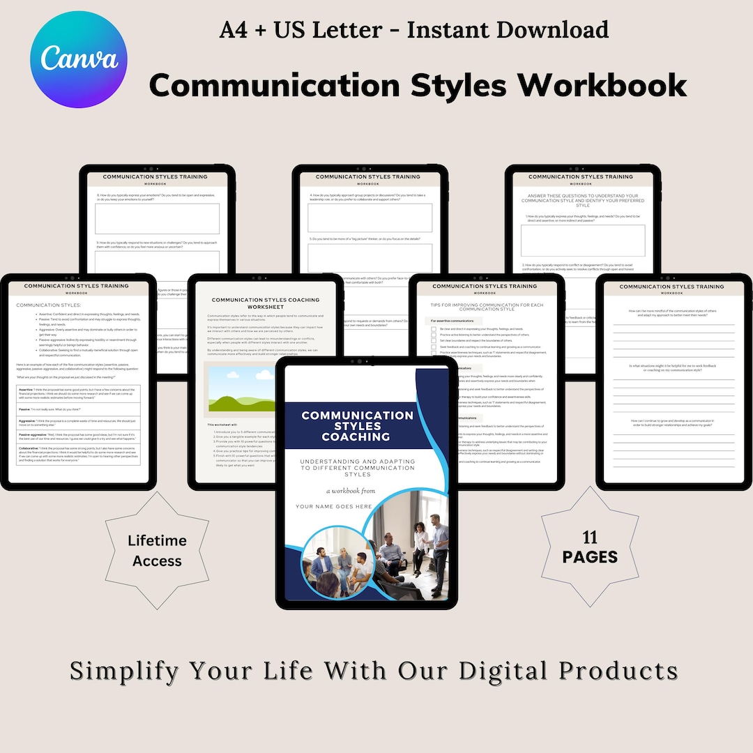 Communication Styles Worksheet, Coaching Workbook Template ...
