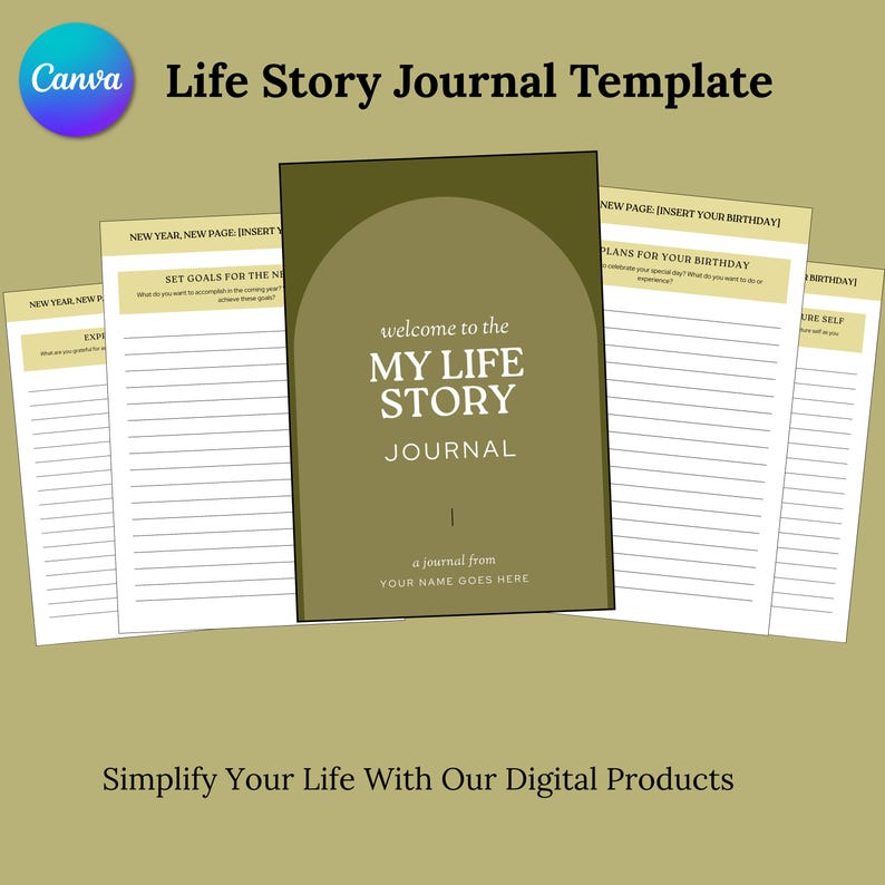Life Story Journal Template, Printable Guided Memory Book, Family ...