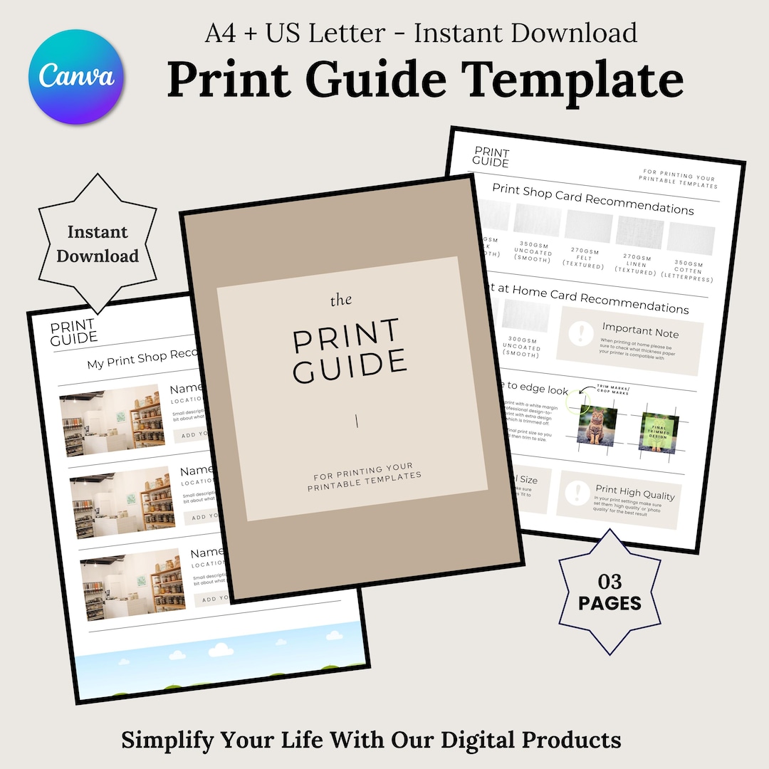 Print Guide Template: Etsy Seller Instructions (PDF Template) - Etsy