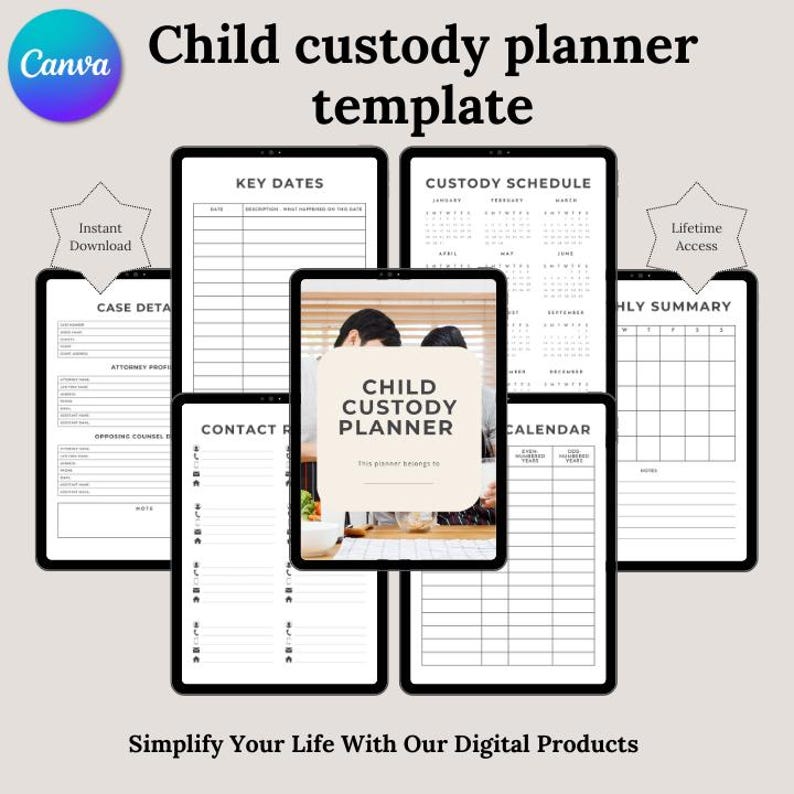 Child Custody Planner: Schedule Template, Communication Log (instant ...