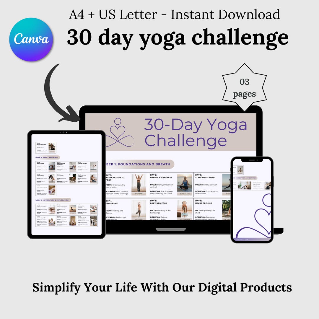30-day Yoga Challenge, Daily Yoga Guide, Beginner Yoga Journey ...