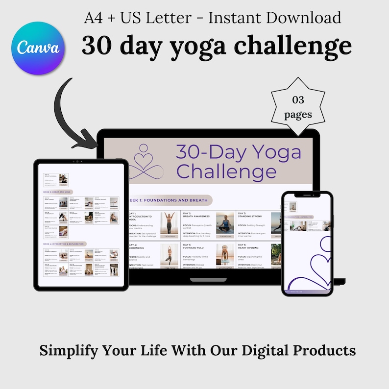 30-day Yoga Challenge, Daily Yoga Guide, Beginner Yoga Journey ...