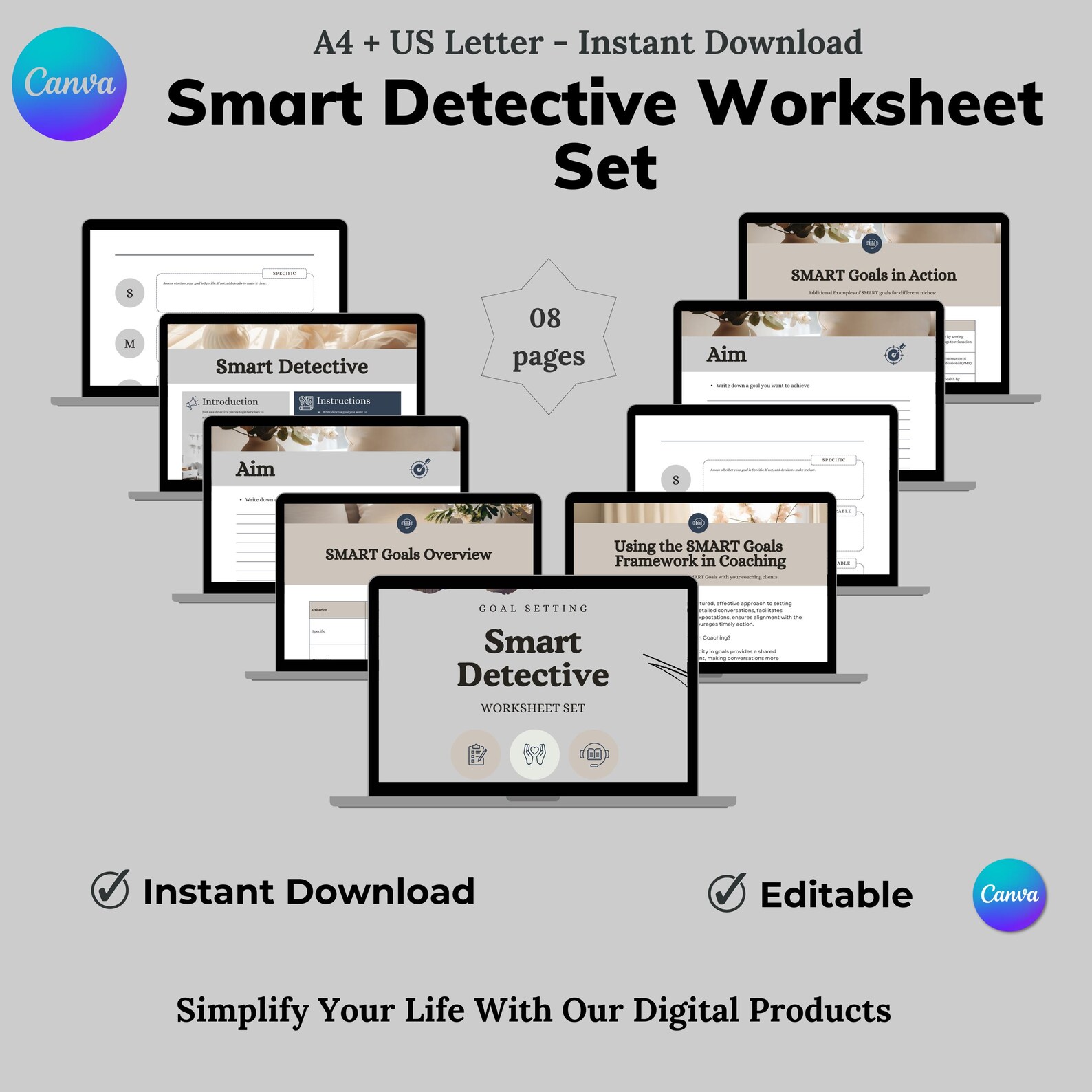 Smart Goal Worksheets, Detective Games for Logic Puzzle, Observation ...