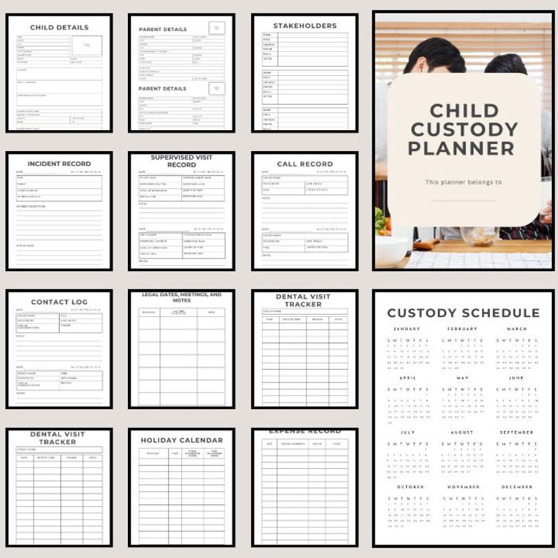 Child Custody Planner: Schedule Template, Communication Log (instant ...
