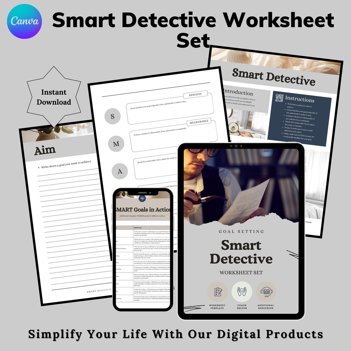 Smart Goal Worksheets, Detective Games for Logic Puzzle, Observation ...