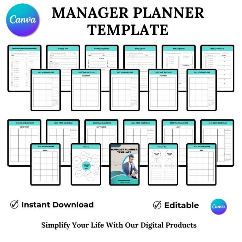 Project Manager Planner Template: Weekly Schedule & Meeting Agenda ...