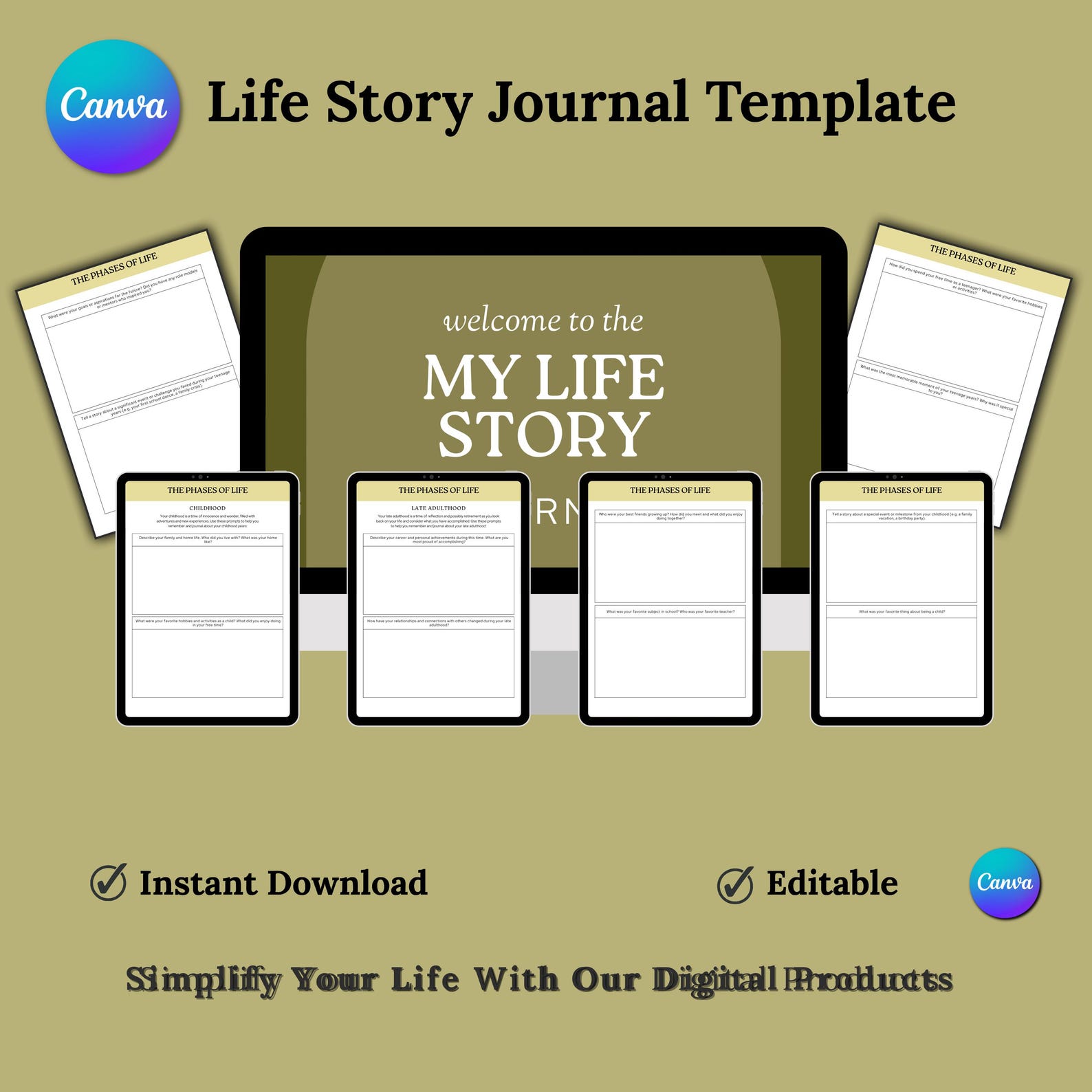 Life Story Journal Template: Guided Memory Book (digital PDF) - Etsy