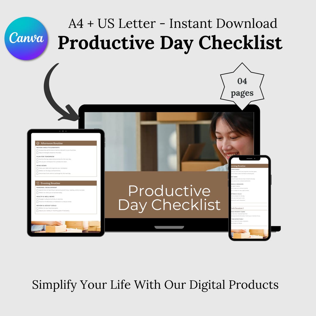 Productive Day Checklist: Small Business Time Management (PDF) - Etsy