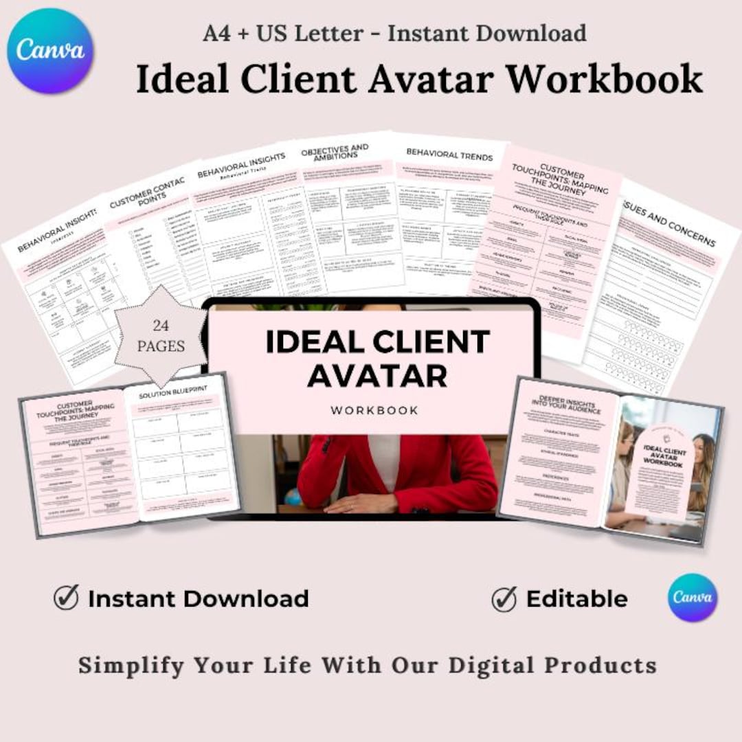 Ideal Client Customer Avatar Workbook, Client Management Workbook ...